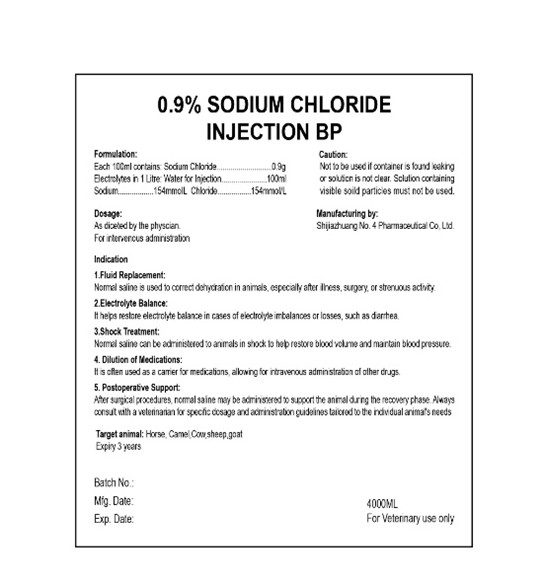 NORMAL SALINE 4 LITR INJECTION - Al Rais Veterinary Medicines Trading LLC